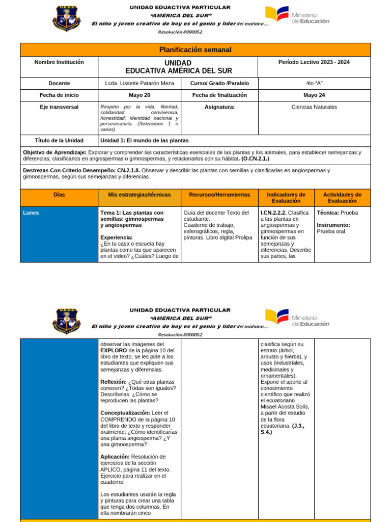 CIENCIAS UNIDAD 1 SEMANA 1 | PDF | Maestros | Aprendizaje