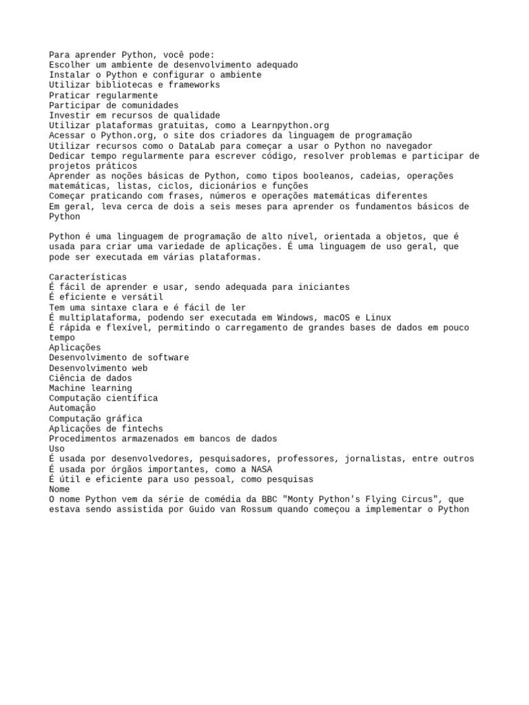 Como Aprender Python: Guia Completo | PDF