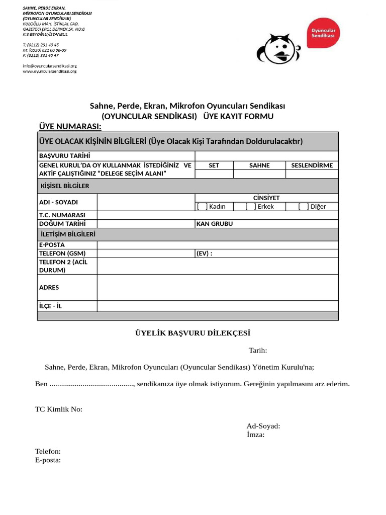 Uye Kayit Formu | PDF