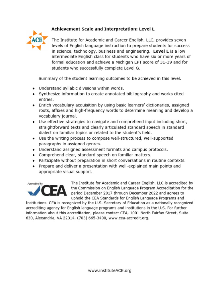 L+Achievement+Scale | PDF