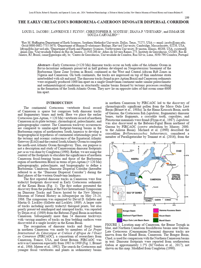 The Early Cretaceous Borborema-Cameroon Dinosaur Dispersal Corridor | PDF | Plate Tectonics ...