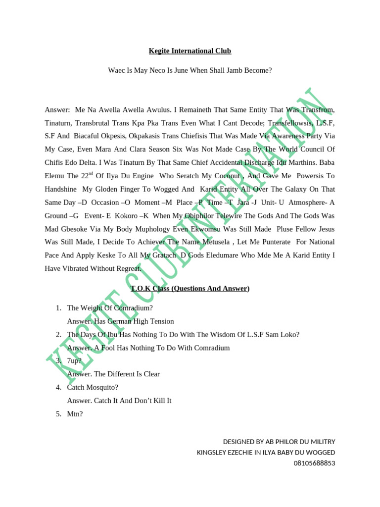 Kegite International Club | PDF