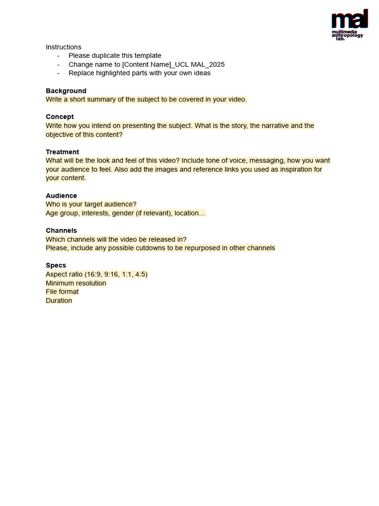 Video Production Brief Template | PDF