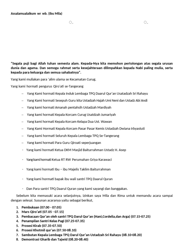 Teks MC TPQ Bu Ayu-1 | PDF