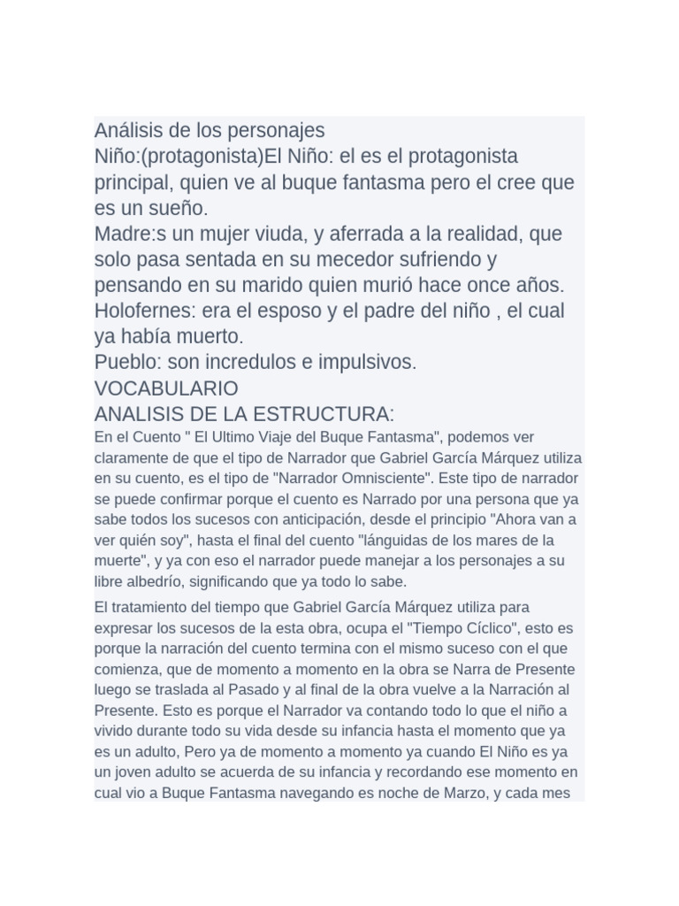 Análisis de "El Último Viaje del Buque Fantasma" | PDF | Narración ...