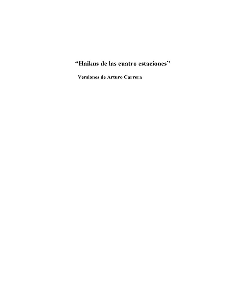CARRERA Arturo Haikus de Las Cuatro Estaciones - Compress | PDF
