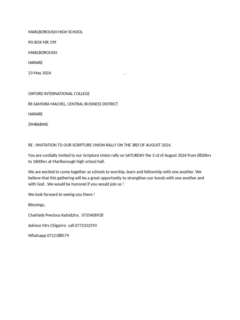 Scripture Union Invitation | PDF