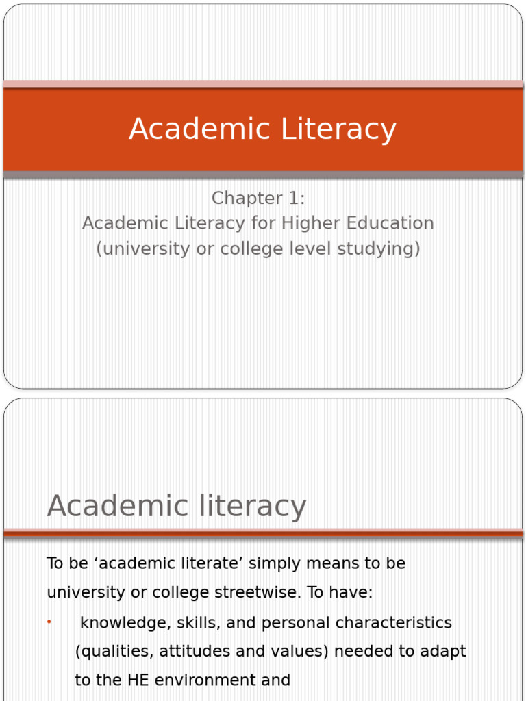 Chapter 1 Academic Literacy For Higher Education | PDF | Literacy | Thought