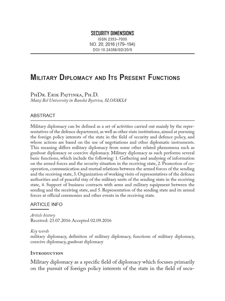 Military Diplomacy and Its Present | PDF | Diplomacy | Diplomat