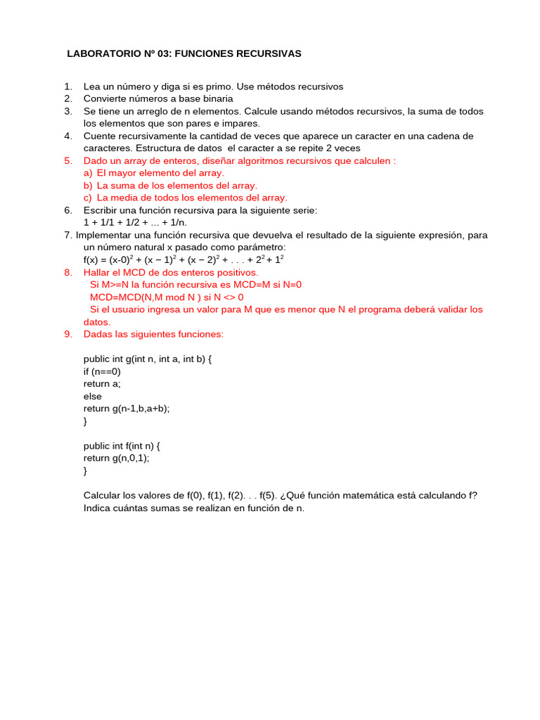 Funciones Recursivas en Programación | PDF
