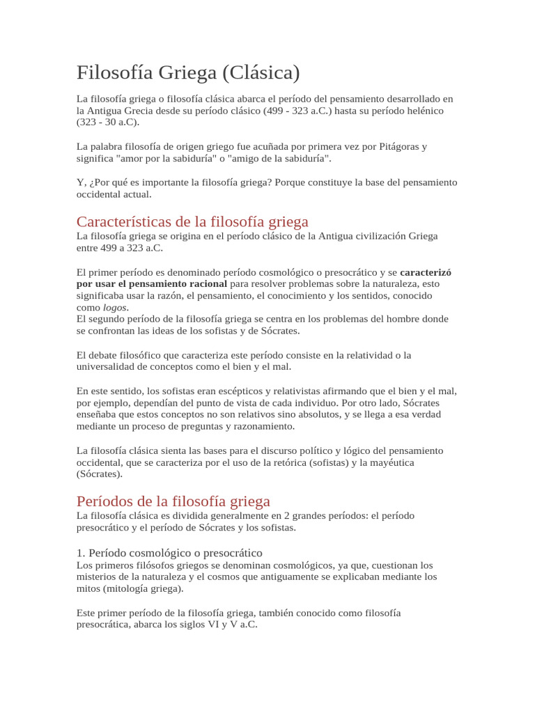 Filosofía Griega | PDF | Filosofía griega antigua | Platón