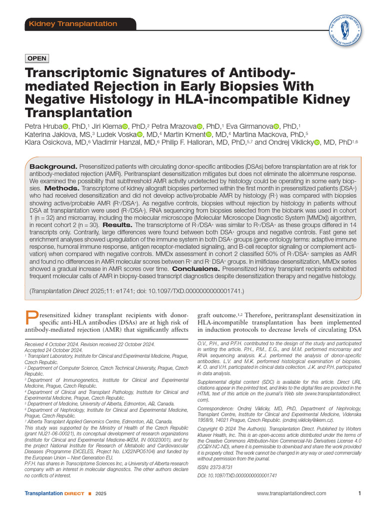 Transcriptomic Signatures of Antibody Mediated.6 | PDF | Transplant Rejection | Kidney ...
