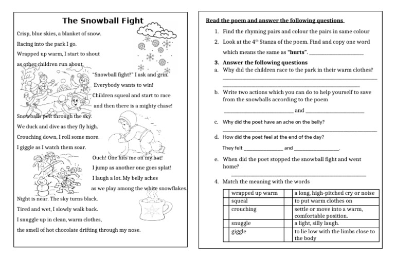 Snowball Fight Poem Analysis | PDF | Poetry