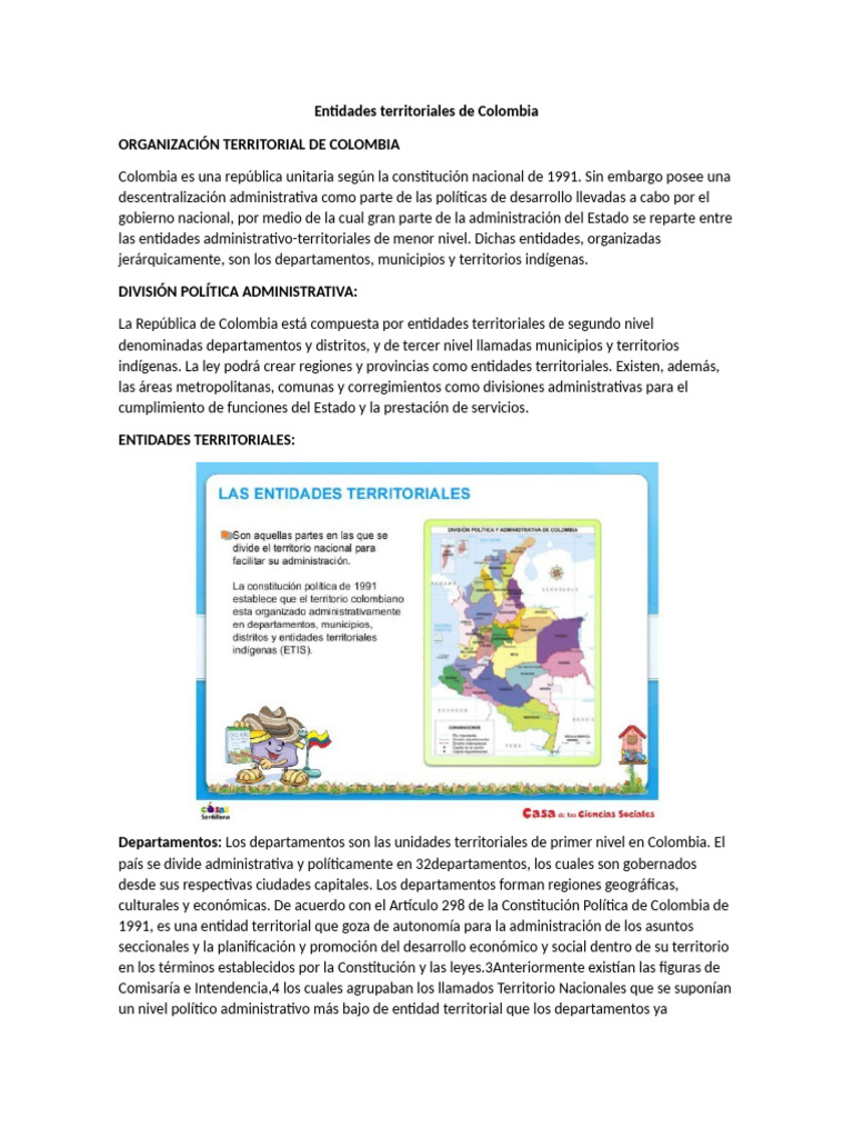 Entidades Territoriales en Colombia | PDF