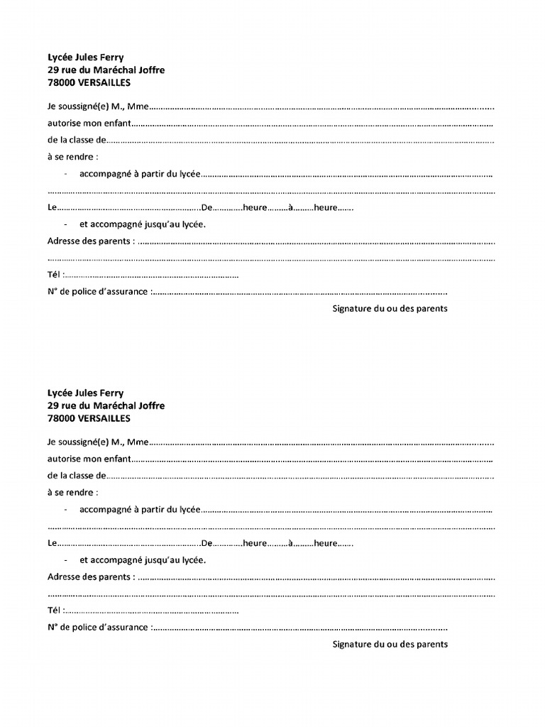 Autorisation Sorties | PDF