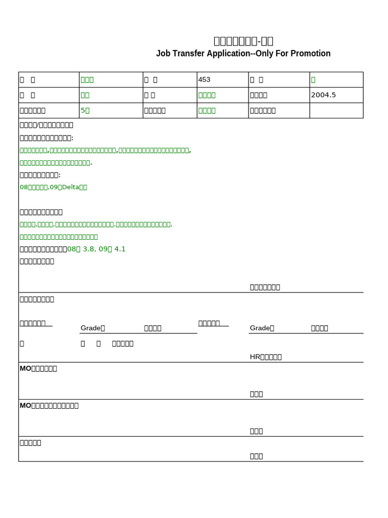 Job Transfer Application | PDF