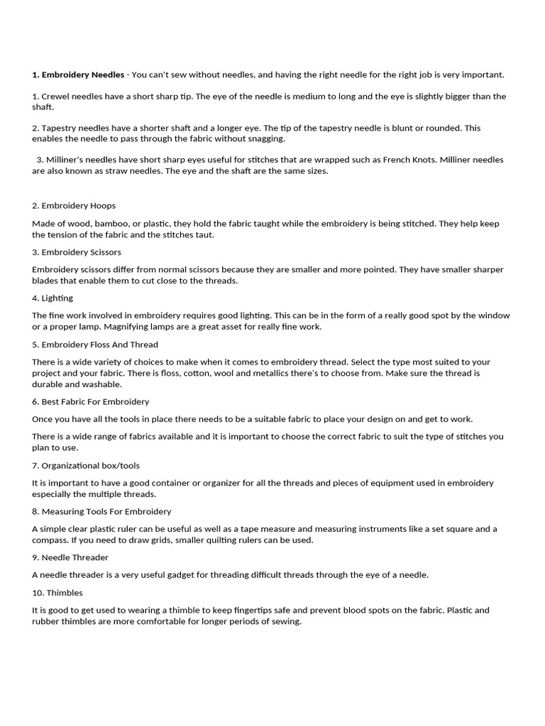 Tle 7 Topics Midterm - 2ND Grading | PDF | Embroidery | Sewing Needle