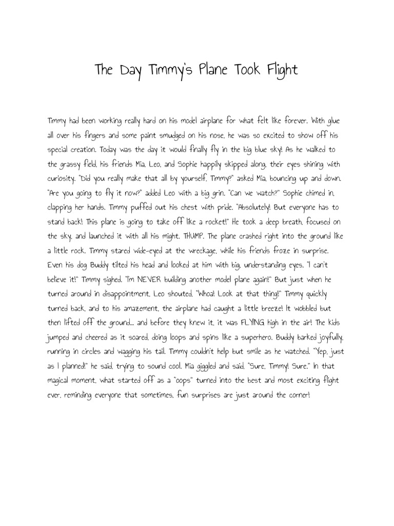 Timmy's Model Plane Adventure | PDF