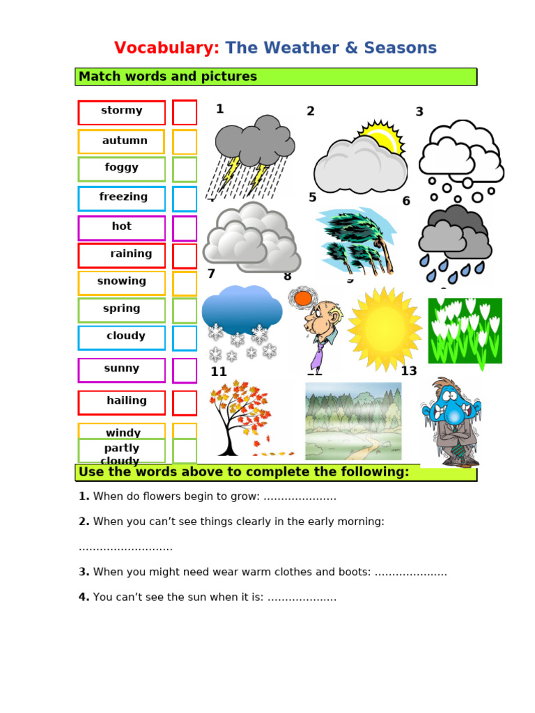 Vocabulary Weather Seasons - 114171 | PDF