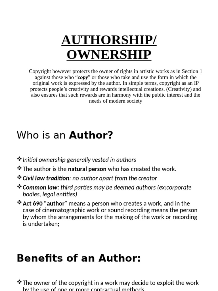 AUTHORSHIP_AND_OWNERSHIP | PDF | Copyright | License