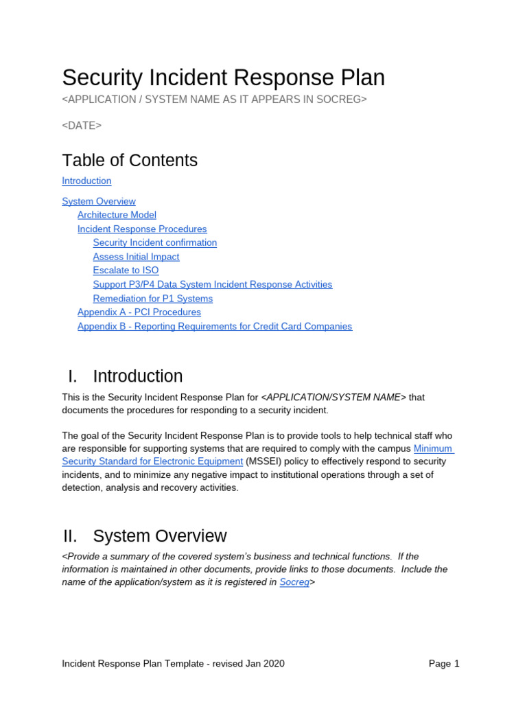 Security Incident Response Plan Overview | PDF | Security | Computer ...