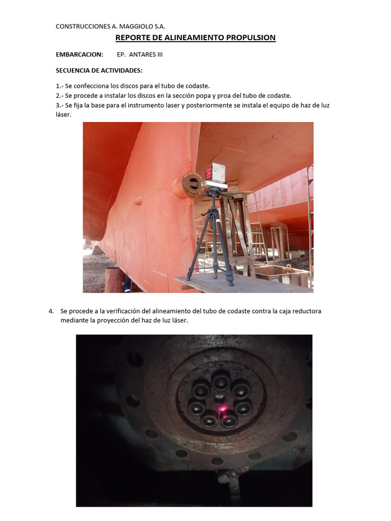 Reporte de Alineamiento Tubo Codaste ANTARES III | PDF