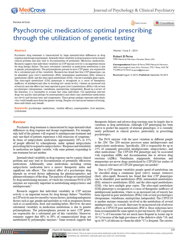 Psychotropic Medications Optimal Prescribing Through The Utilization of ...