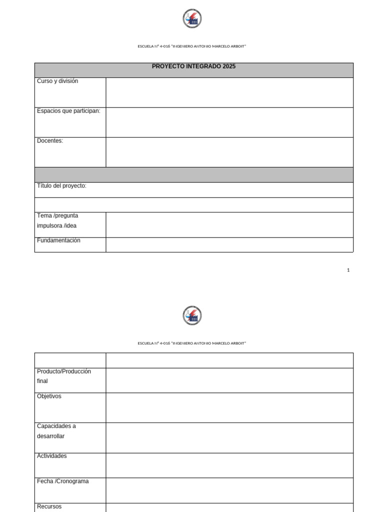 Proyecto Integrado 2025 Escuela 4-016 | PDF