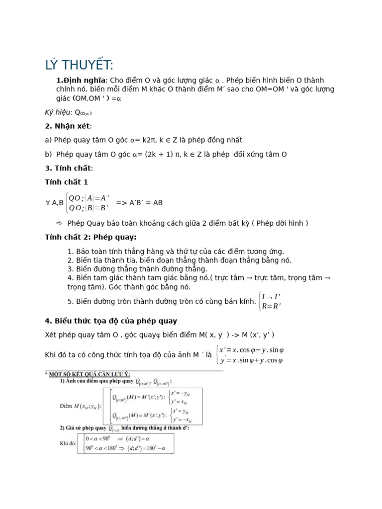 LÝ THUYẾT PHÉP QUAY | PDF