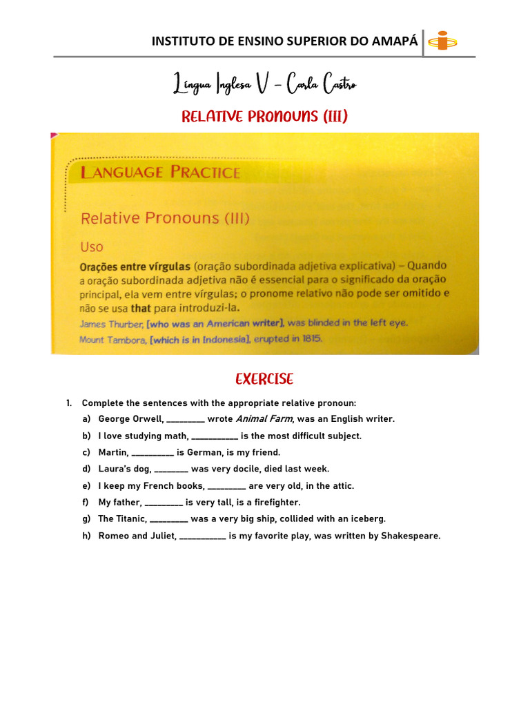 Relative Pronouns (III) | PDF
