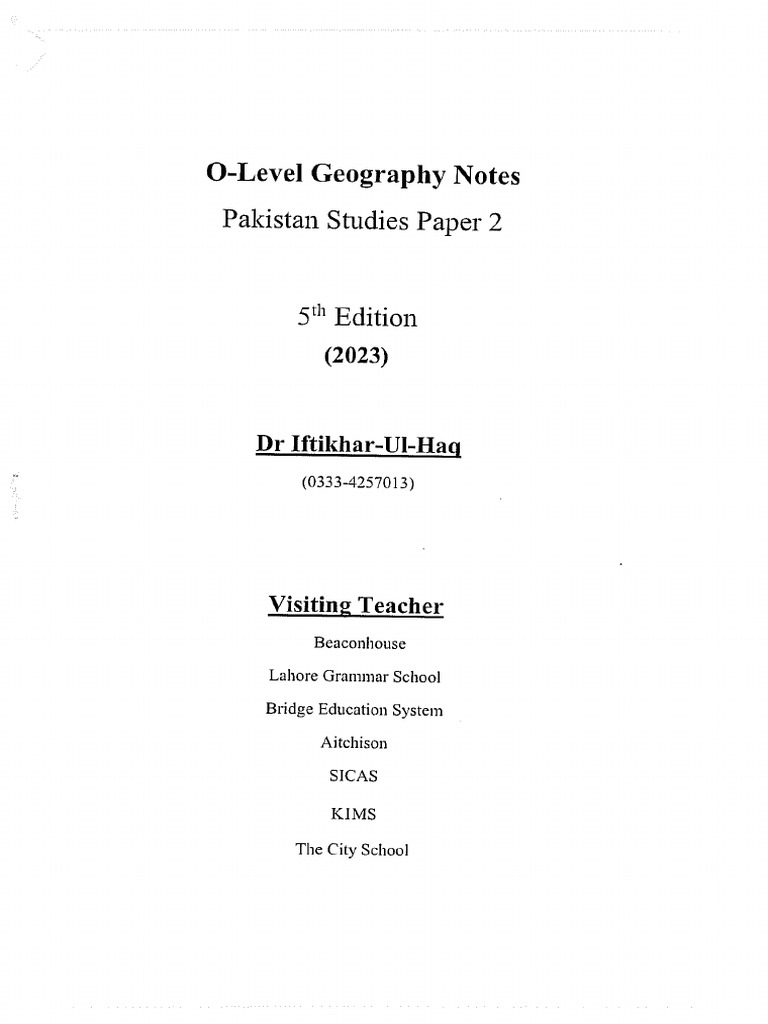 Geography Dr. Iftikhar Notes | PDF