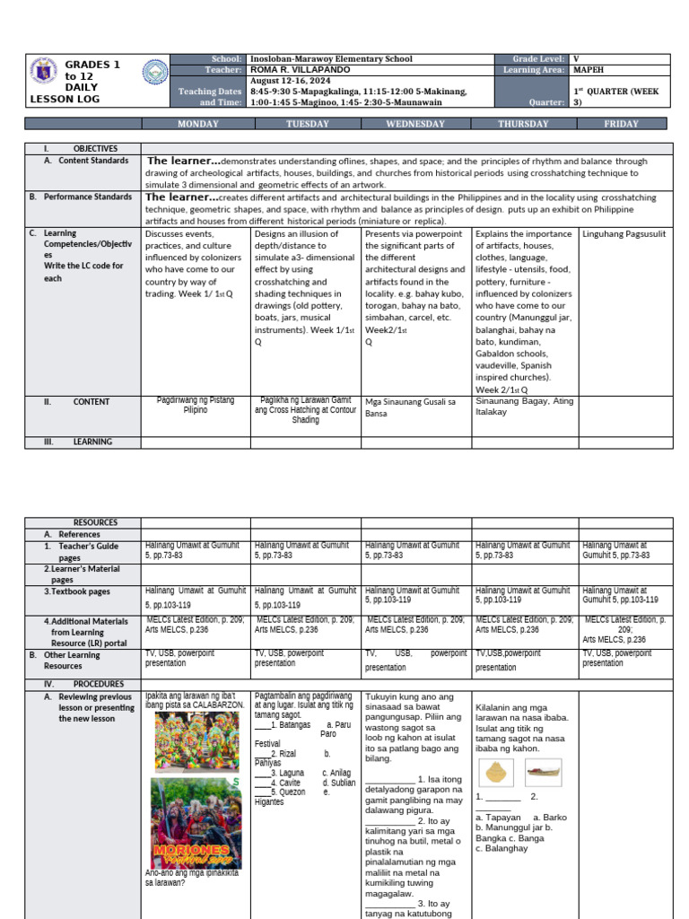 DLL_MAPEH-5_Q1_W3 | PDF
