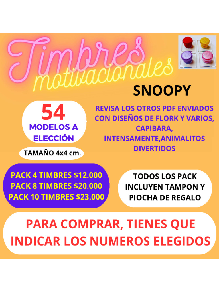 Timbres Motivacionales Modelo Snoopy | PDF