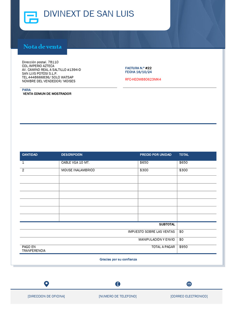 Factura de Venta - Divinext San Luis | PDF