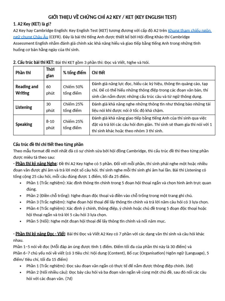 Gioithieu Bai Thi KET | PDF