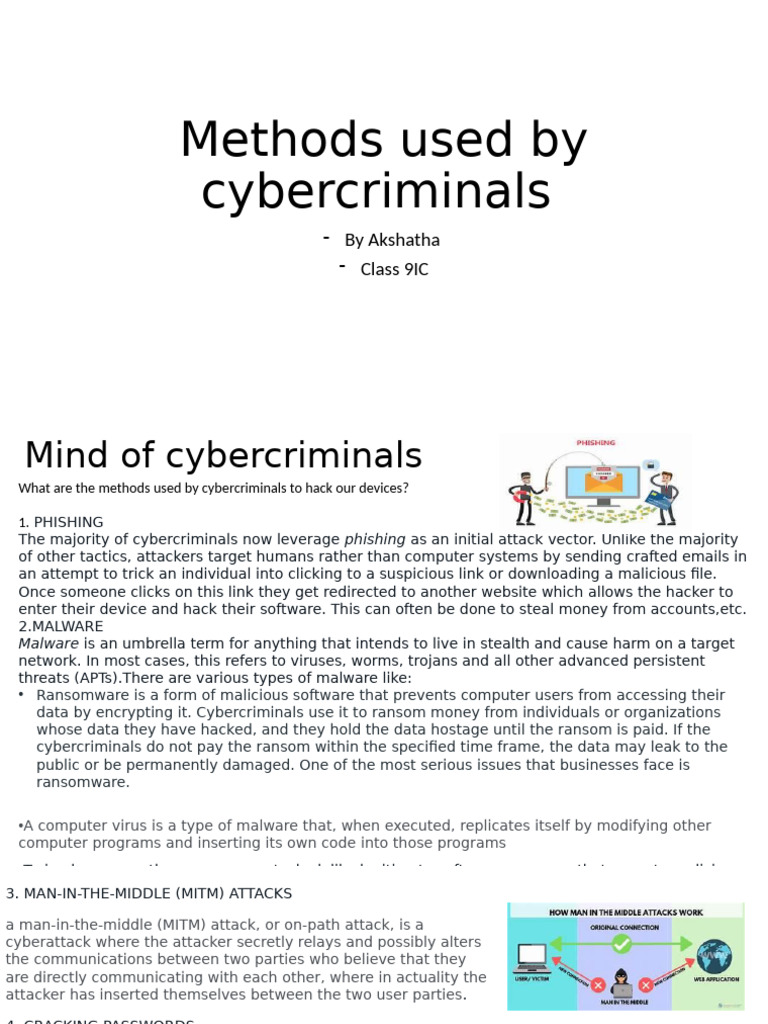 Methods Used by Cybercriminals | PDF | Malware | Cybercrime