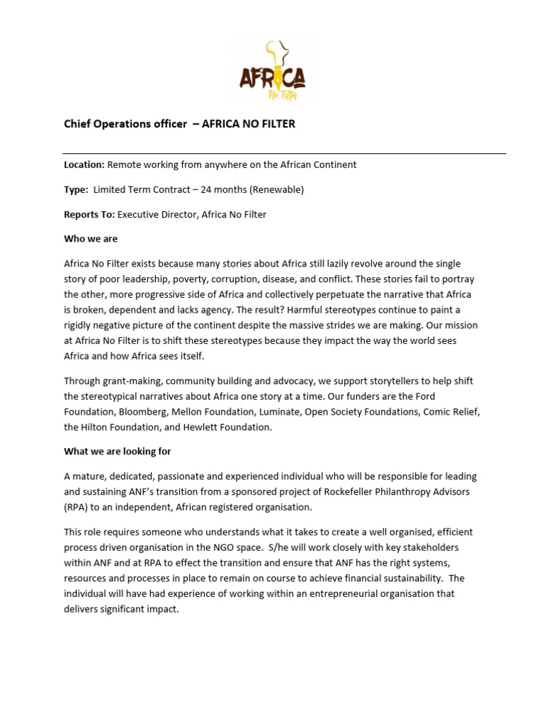 JD COO Chief Operations Role | PDF | Performance Indicator | Regulatory ...