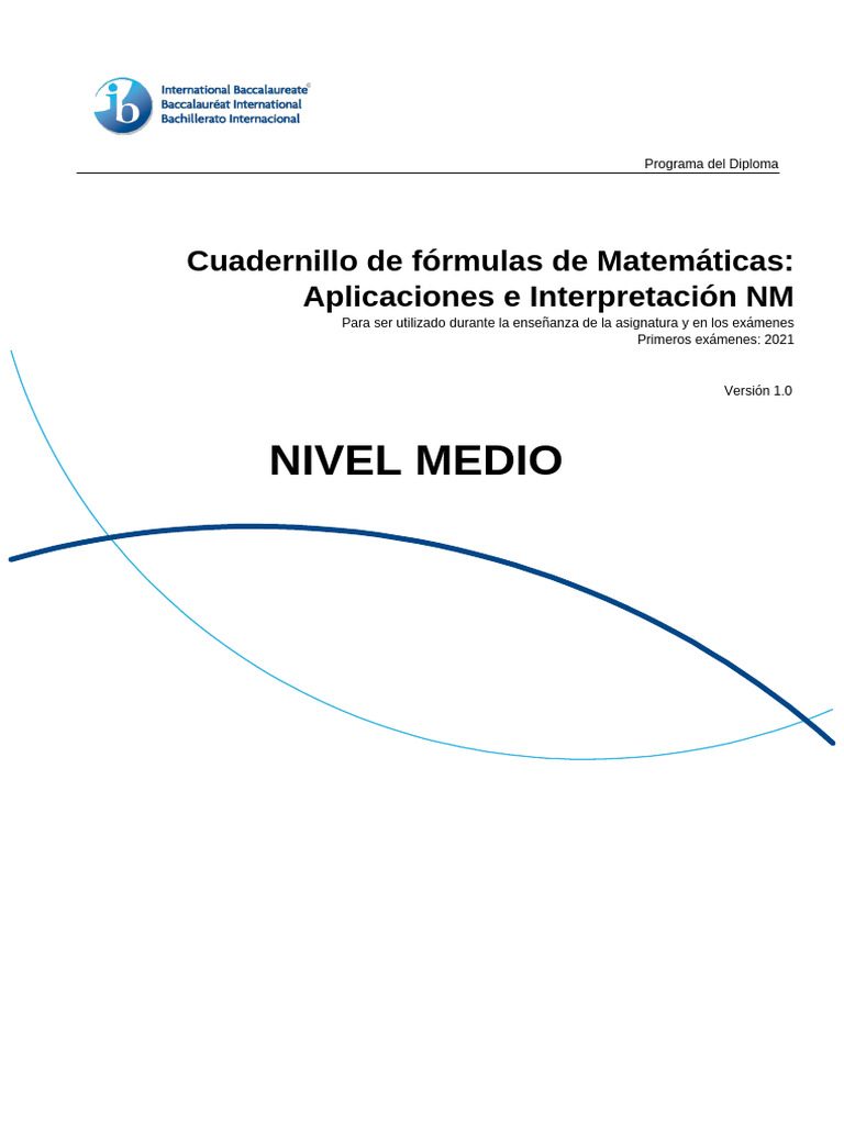 Cuadernillo de Fórmulas Matemáticas NM | PDF | Zona | Geometría Elemental