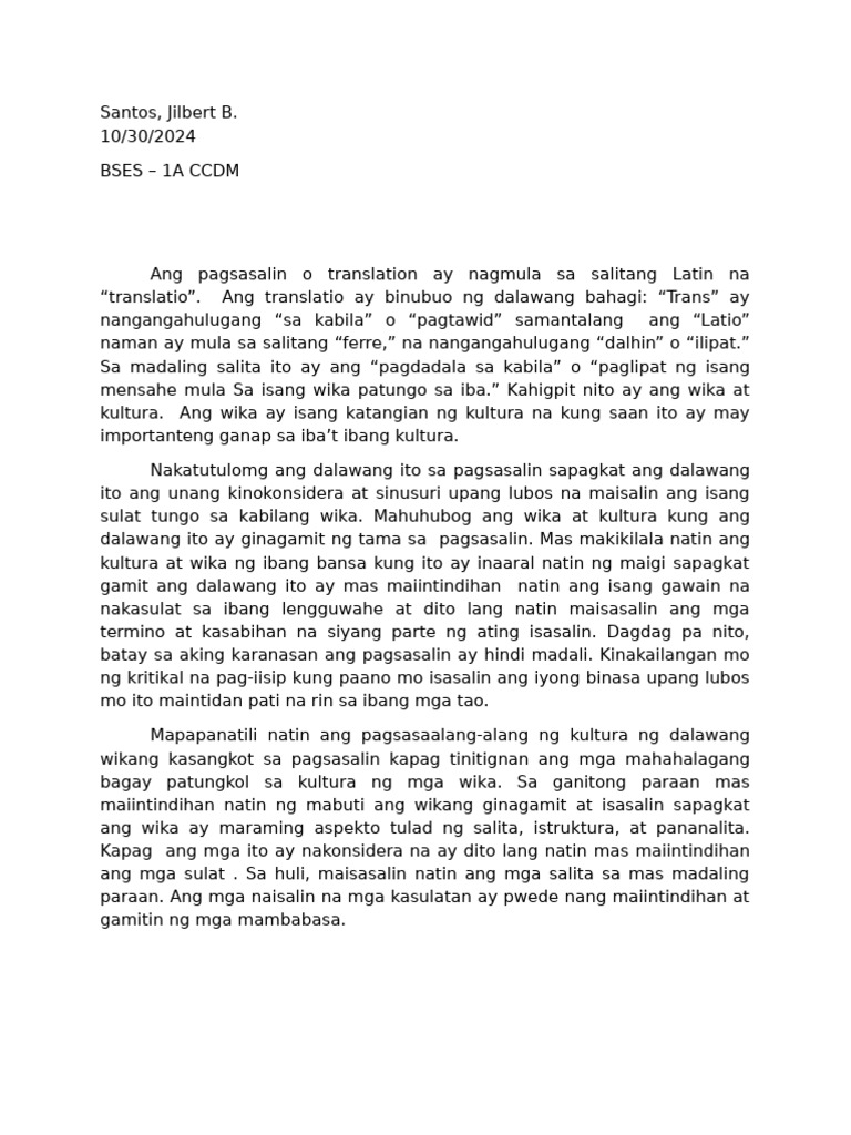 PID_Gawain 3 - Pagsasalin | PDF