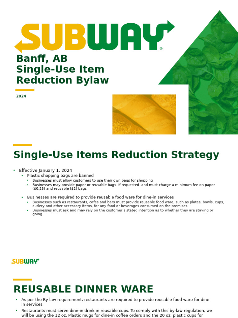 Banff, AB Single-Use Item Reduction Bylaw 2024 | PDF | Restaurants