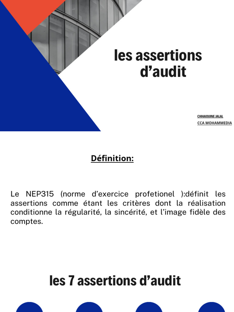 Les 7 assertions d'audit expliquées | PDF | Audit financier | Comptabilité
