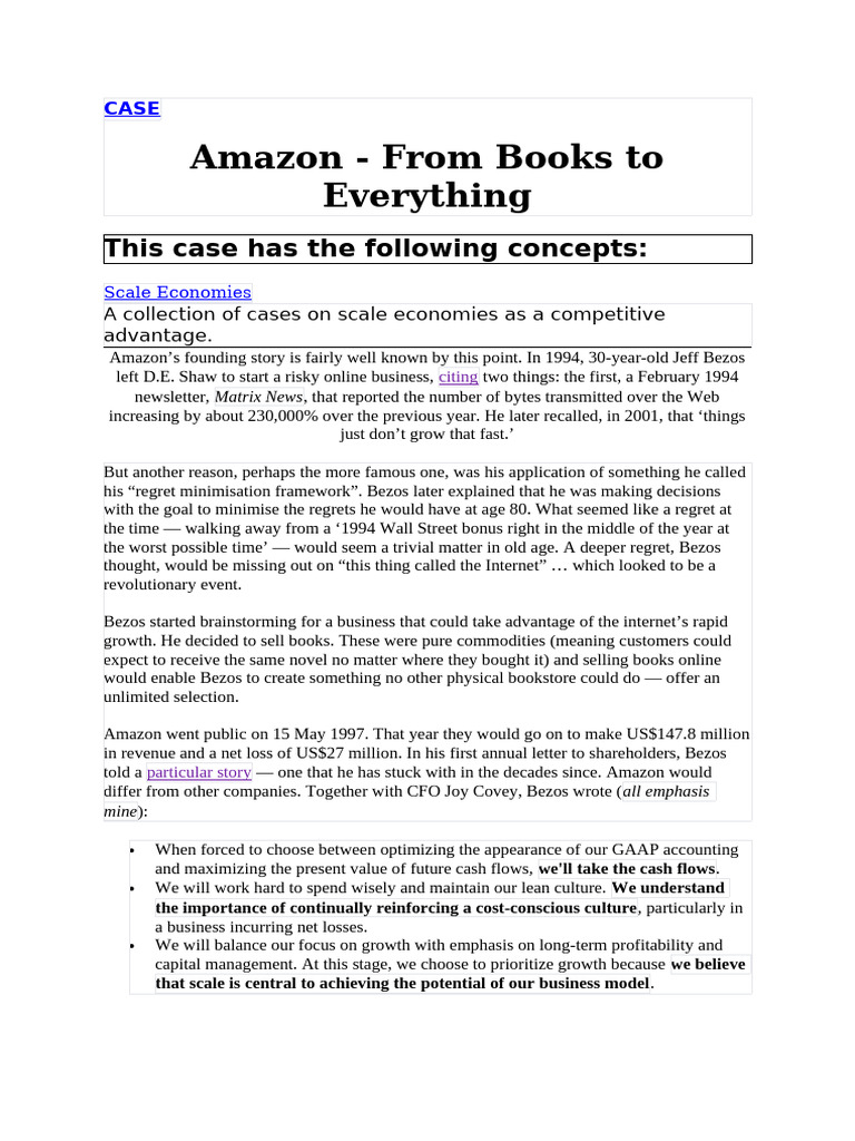 Amazon's Journey: Scale Economies Explained | PDF | United Parcel ...