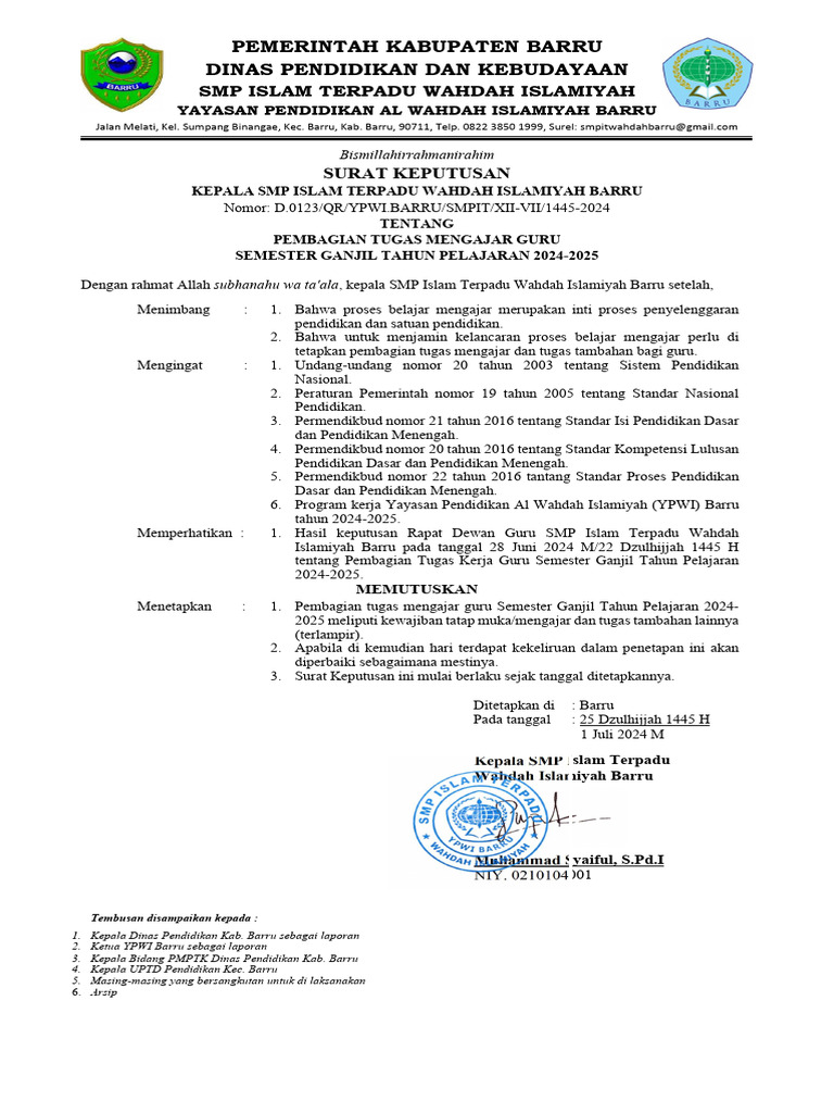 Perbaikan SK Ganjil 2024-2025 1-Digabungkan 3 | PDF