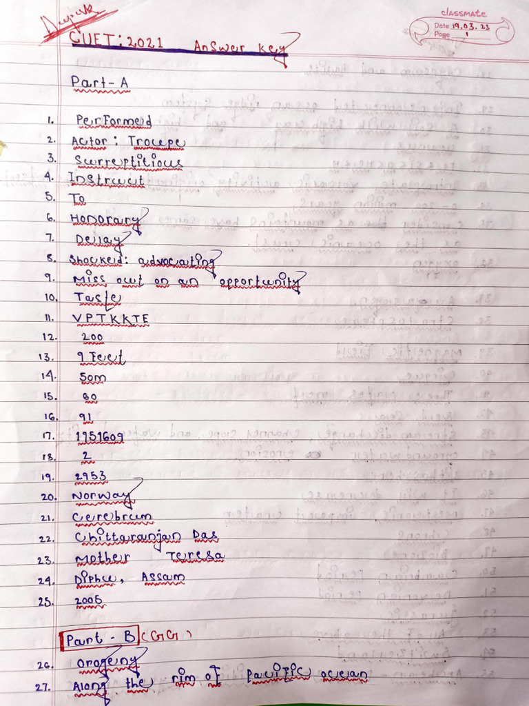 Cuet 2021 Answer Key (Deepak Baral) | PDF