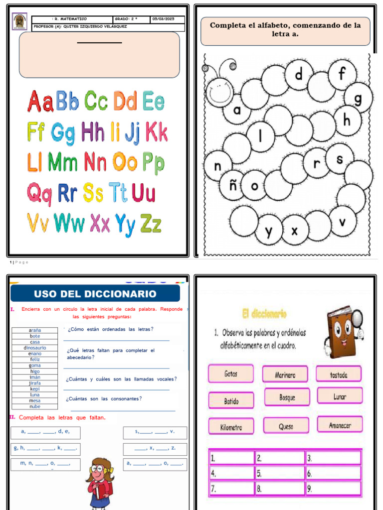 FICHAS 2do - COMUNICACIÓN - EL ALFABETO. | PDF