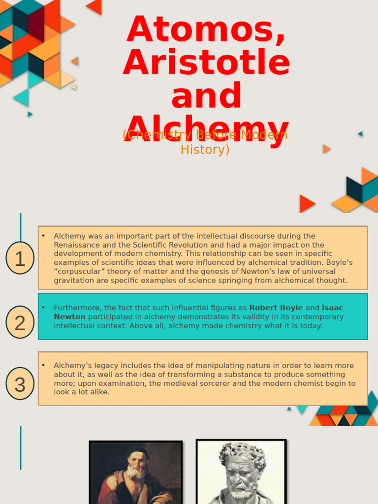 Group 1 Atomos Aristotle and Alchemy Chemistry Before Modern History ...