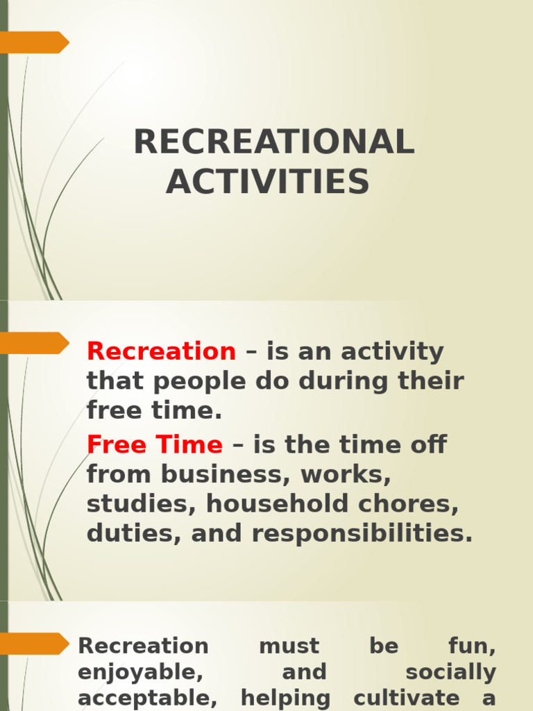 Benefits of Recreational Activities | PDF | Recreation | Outdoor Recreation