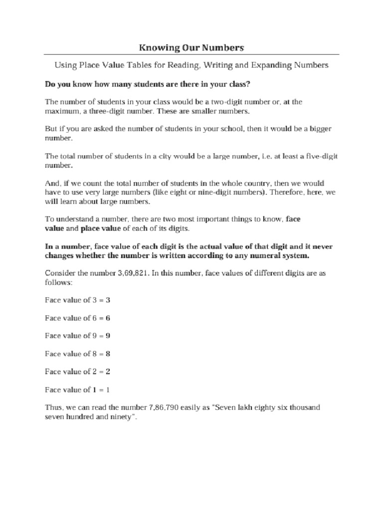 Knowing Your Numbers | PDF