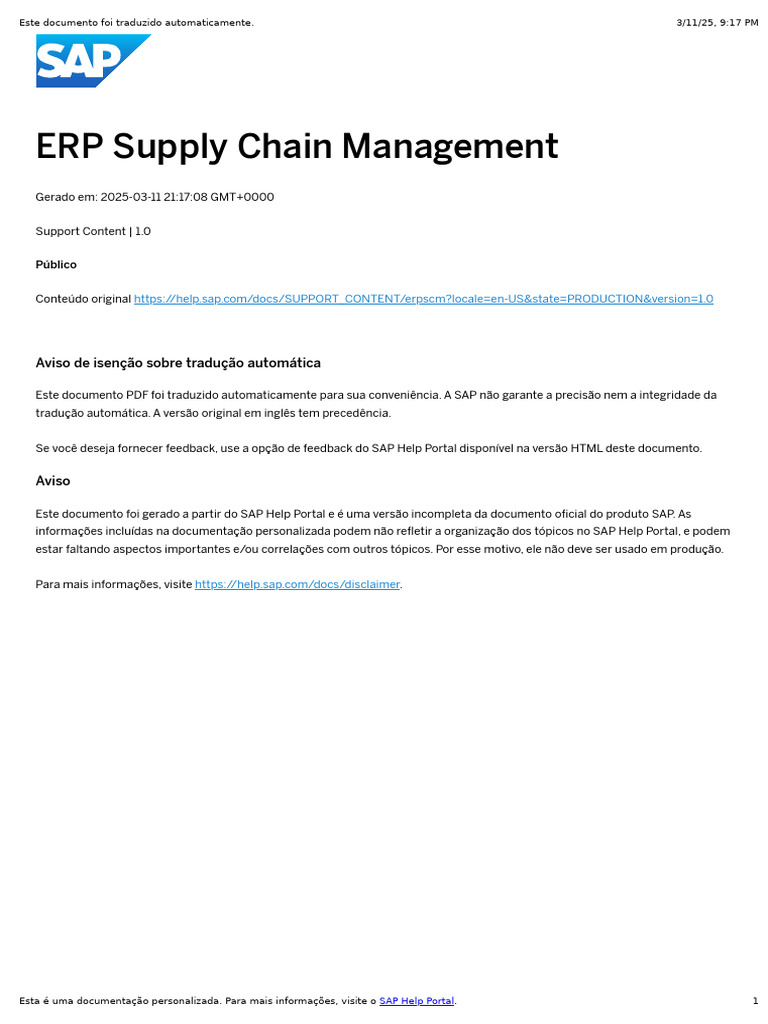 ERP Supply Chain Management - SAP | PDF