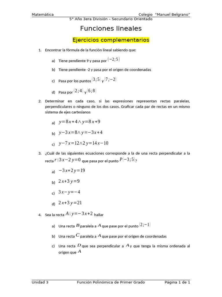 2-TP Funciones Lineales | PDF
